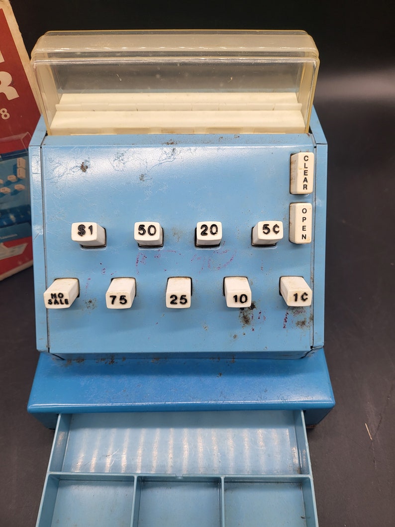 Vintage Sears Little Learner's Toy Cash Register W/ Orig Box 6.5"x6.5 ...