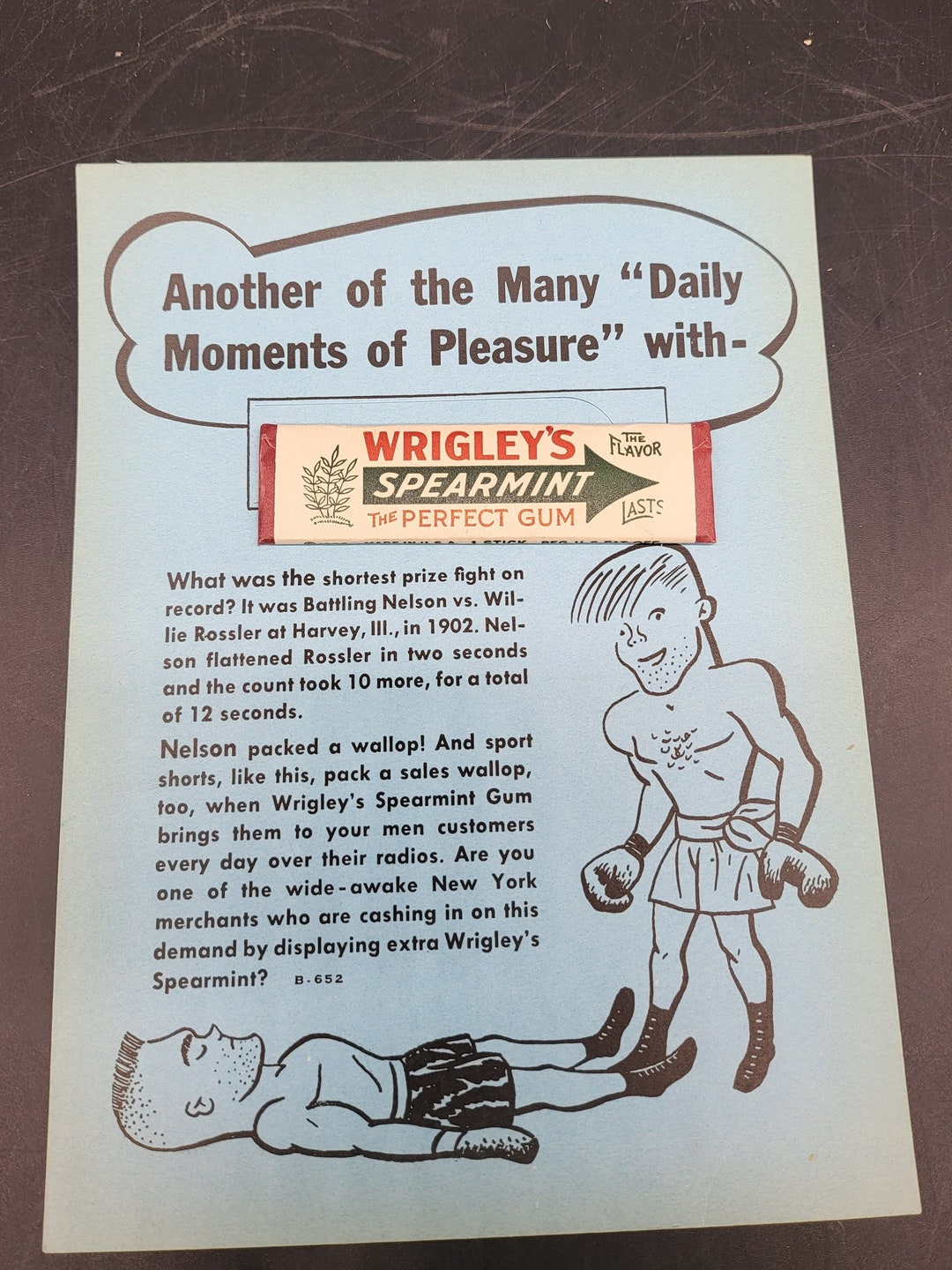 Vintage Wrigley Chewing Gum Advertising Card With 1935 Piece of Gum ...