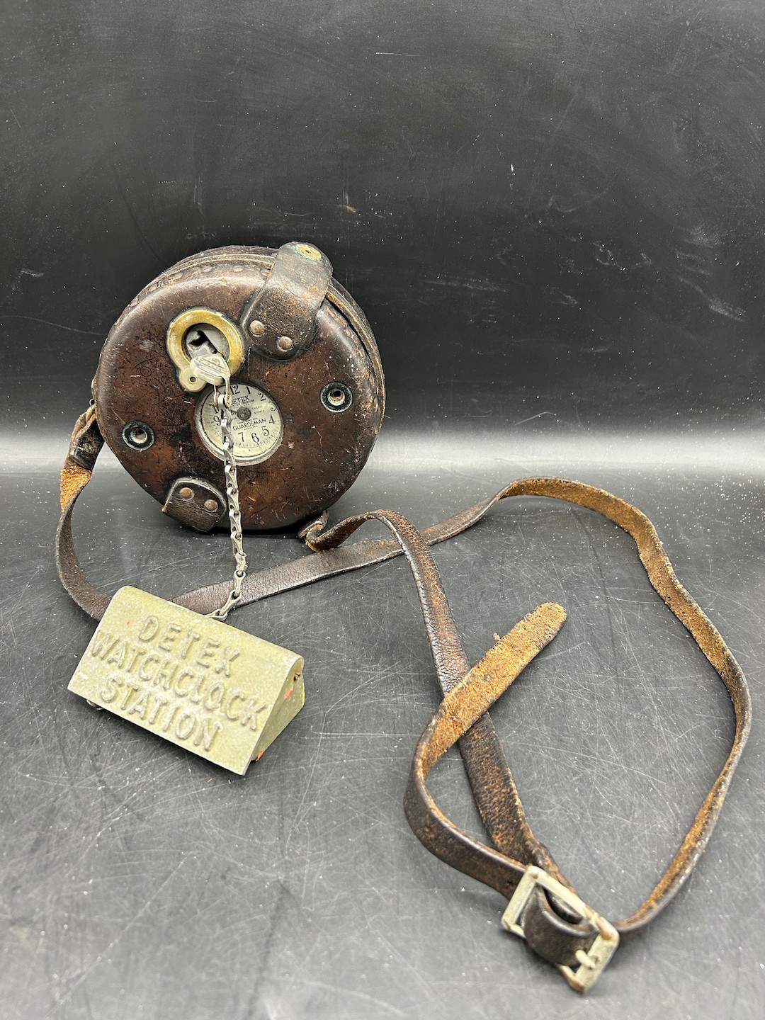 Vintage Detex Guardsman Clock With Leather Case & Key Made in USA - Etsy