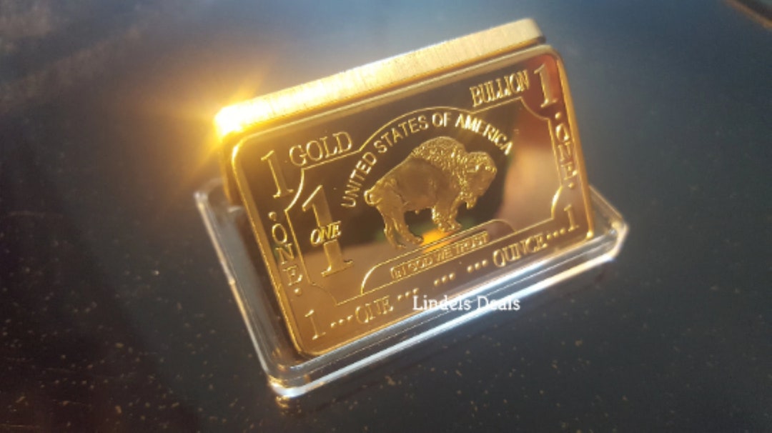10 -1 Oz Gold Plated Bars With Plastic Case / Zinc Metal Core Non ...