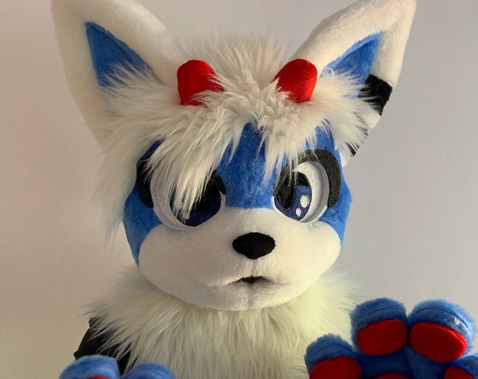 Blue Kemono Cat Fursuit Head Fursuit Cat Fursuit Partial Premade