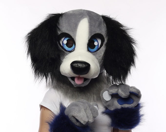 Grey Dog Fursuit, Fursuit Head Cheap, Fursuit Partial Premade, Dog ...