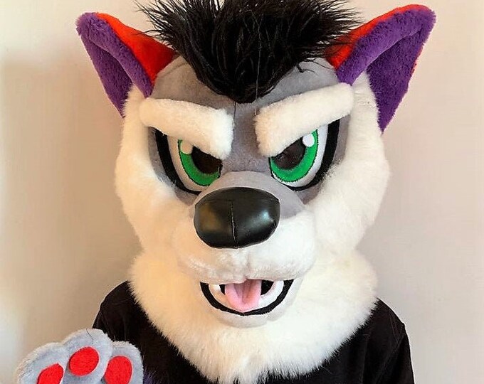 Grumpy Wolf Fursuit, Fursuit Head Wolf, Fursuit Partial Premade ...