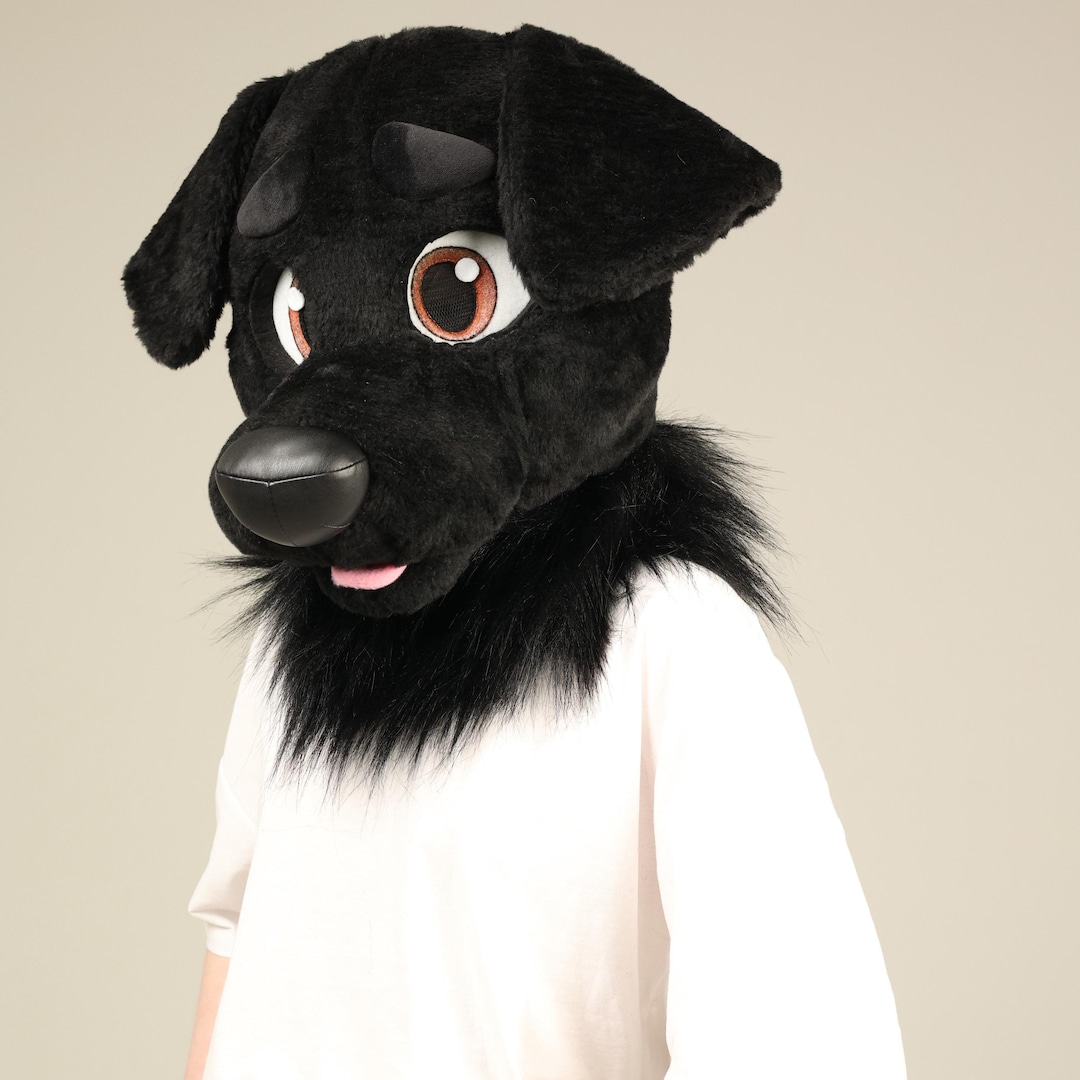 Kids Premade Dog Fursuit Head and Tail, Puppy Fursuit Partial, Black ...
