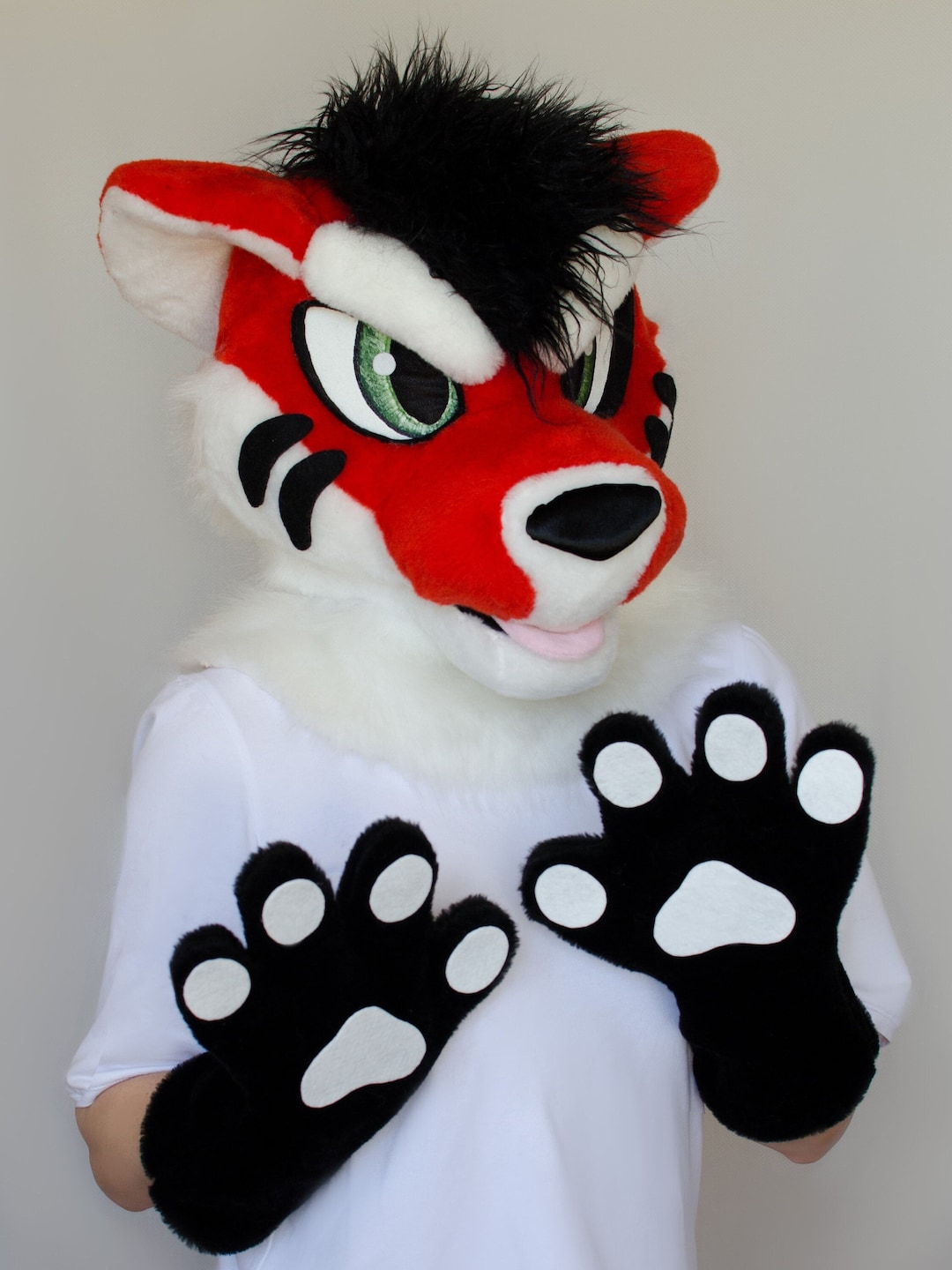 Premade Tiger Fursuit Head, Hand Paws, Tail, Grumpy Tiger Furry ...