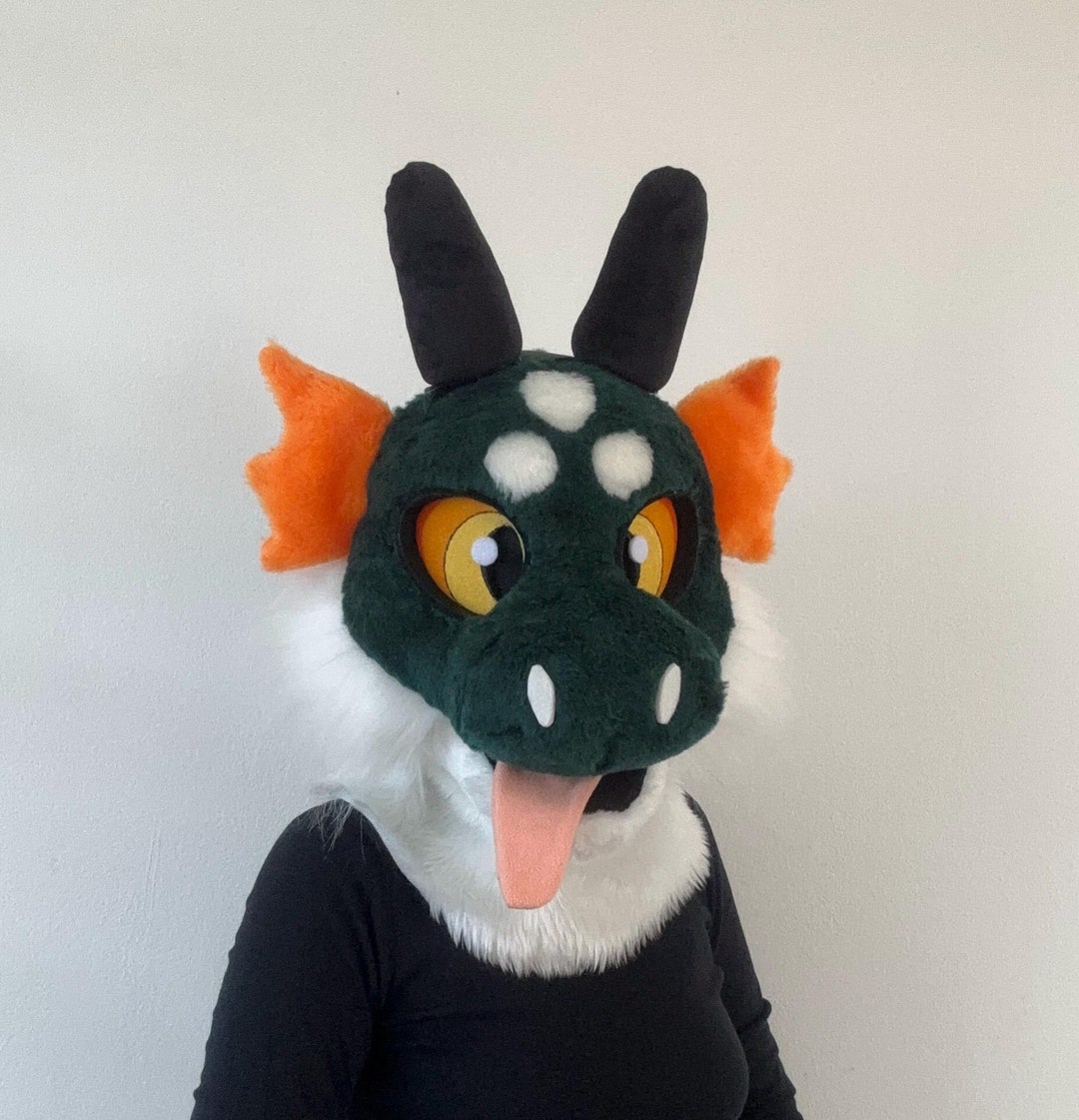 Kids Dragon Fursuit Head and Tail, Kids Furry Mask, Luxury Halloween ...