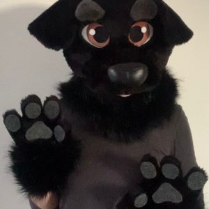 Kids Premade Dog Fursuit Head and Tail, Puppy Fursuit Partial, Black ...