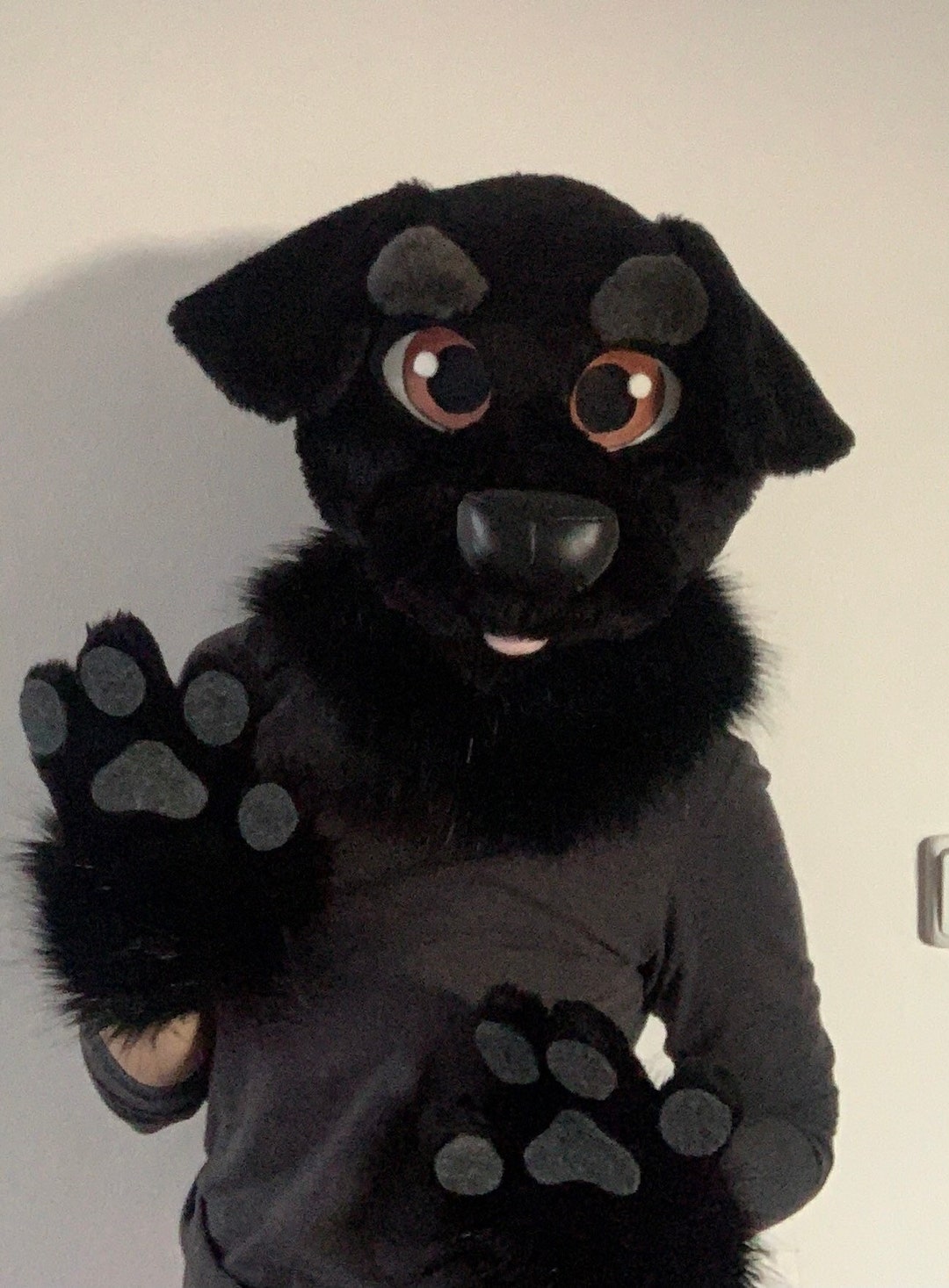 Kids Premade Dog Fursuit Head and Tail, Puppy Fursuit Partial, Black ...