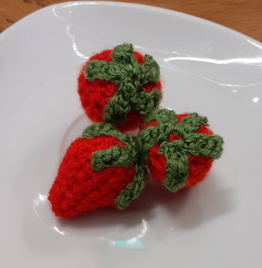Handmade Crochet Strawberries for Kids - Set of 3 Crocheted ...