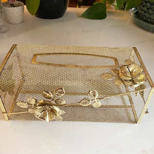 Gold Tissue Box, Metal Rose Box - Etsy