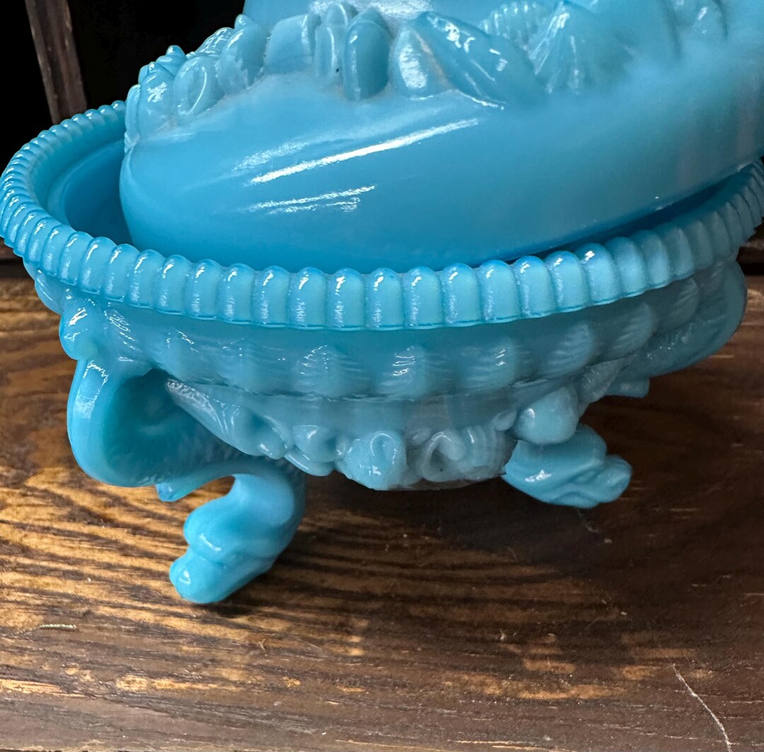 Blue Milk Glass, Vallerysthal Opaline Blue Bonbon Dish - Etsy