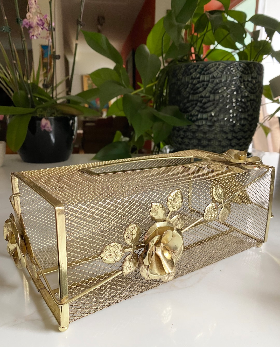 Gold Tissue Box, Metal Rose Box - Etsy