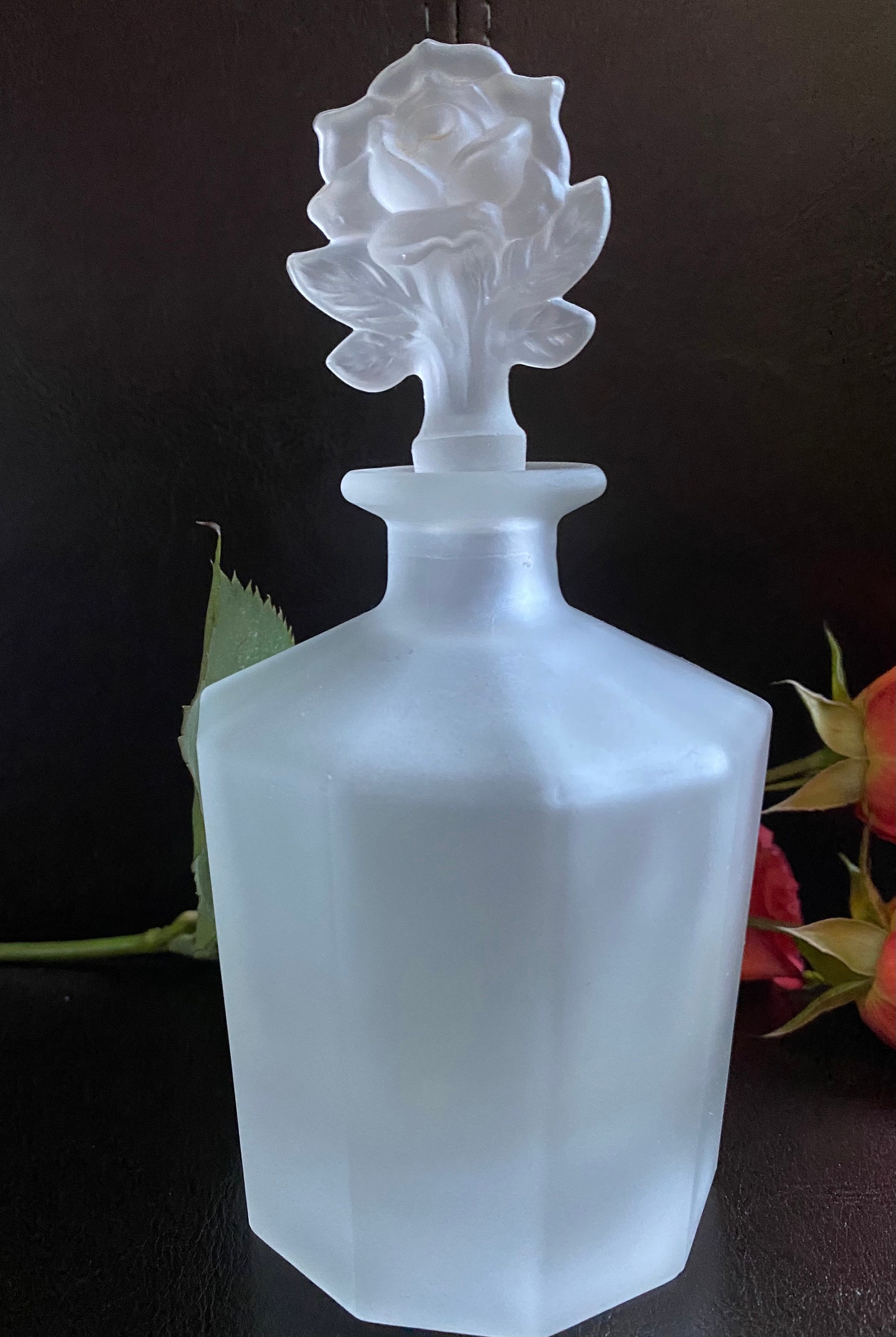 Vintage Perfume Bottle Rose Cap Bottle - Etsy