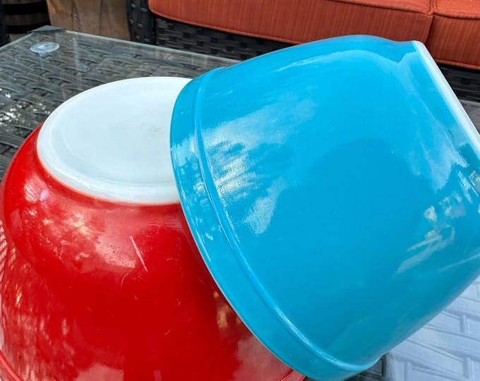 Red Blue Pyrex, Pyrex Primary Bowls - Etsy