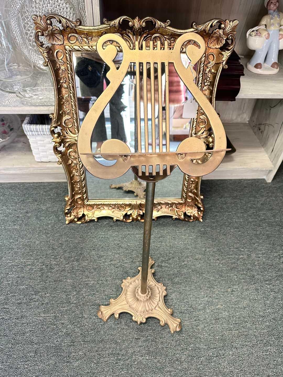 Music Sheet Holder, Brass Lyre Stand, Missing Part-sold as Is - Etsy