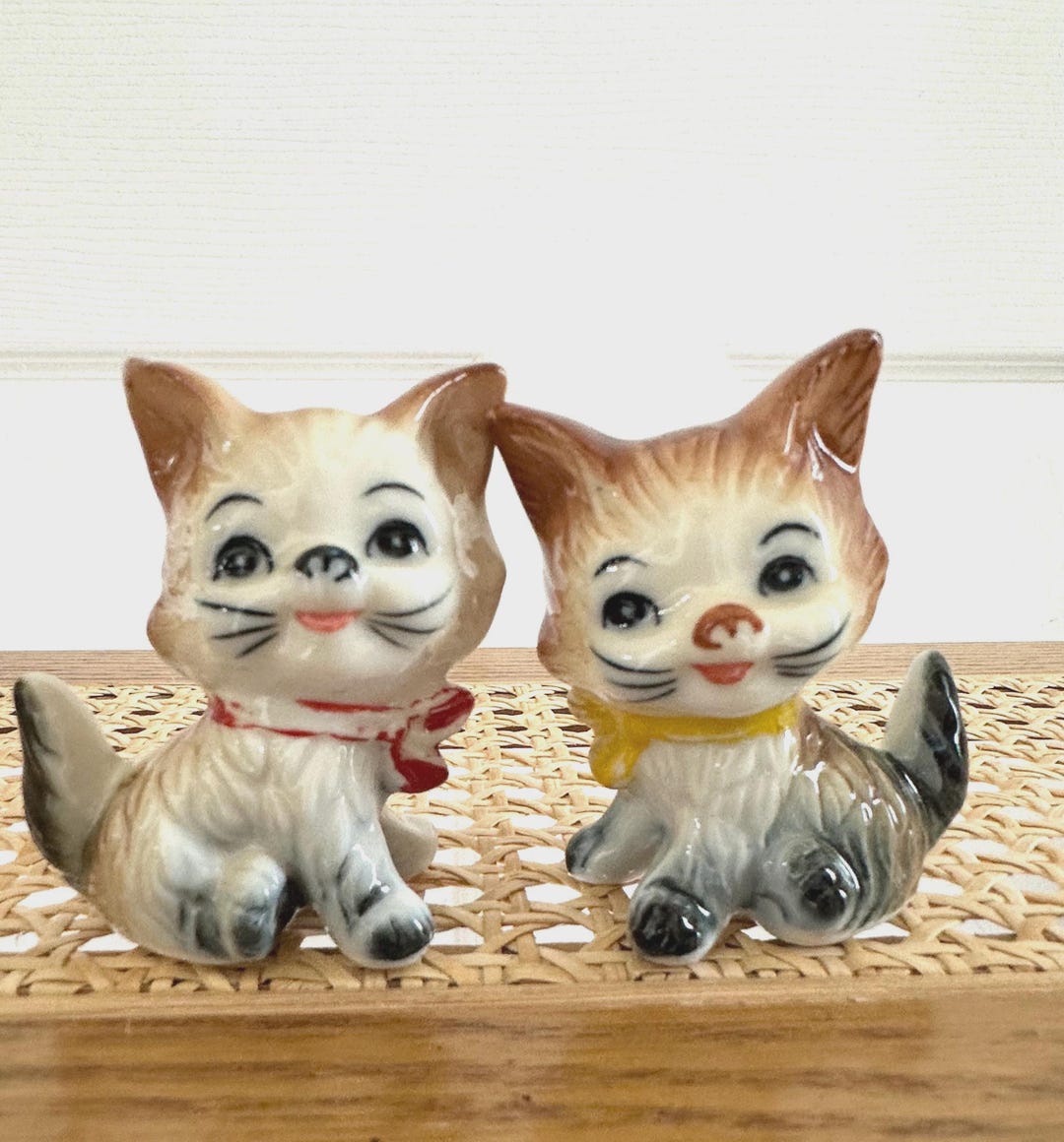 MCM Kitten Figurines, Smiley Face Cats - Etsy
