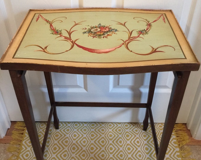 Antique Hand Painted Wood Table - Etsy