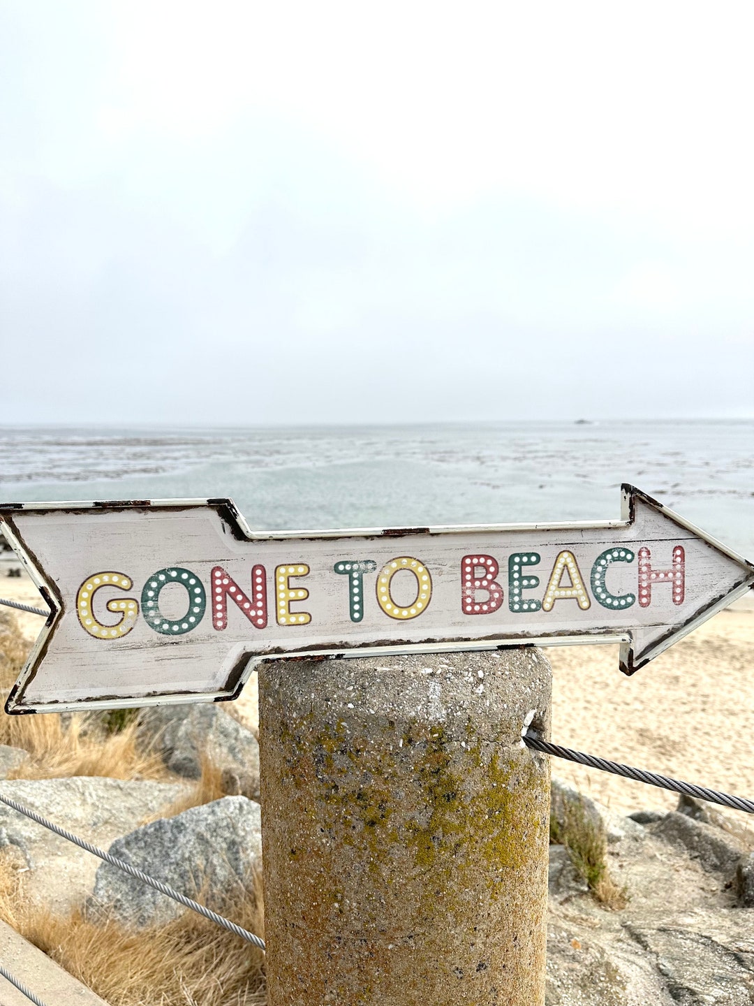 Vintage Metal "gone to Beach" Arrow Sign - Monterey Decor - Etsy