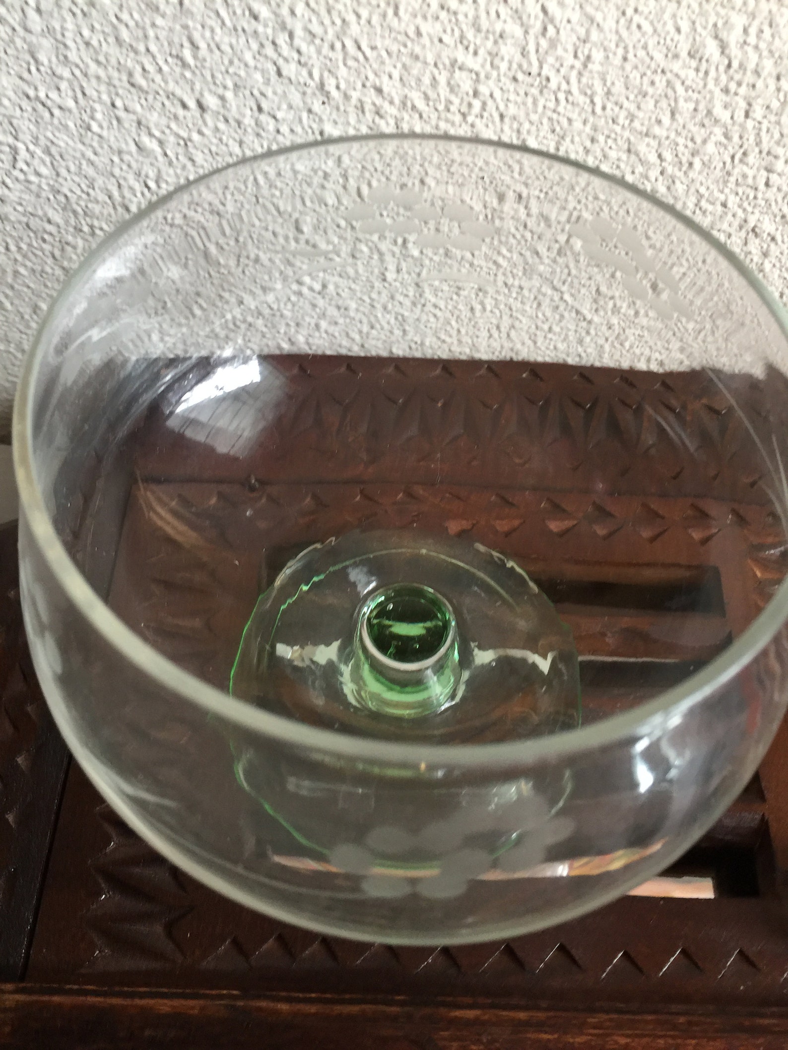 Green Crystal Glass Stem Etched Goblet - Etsy