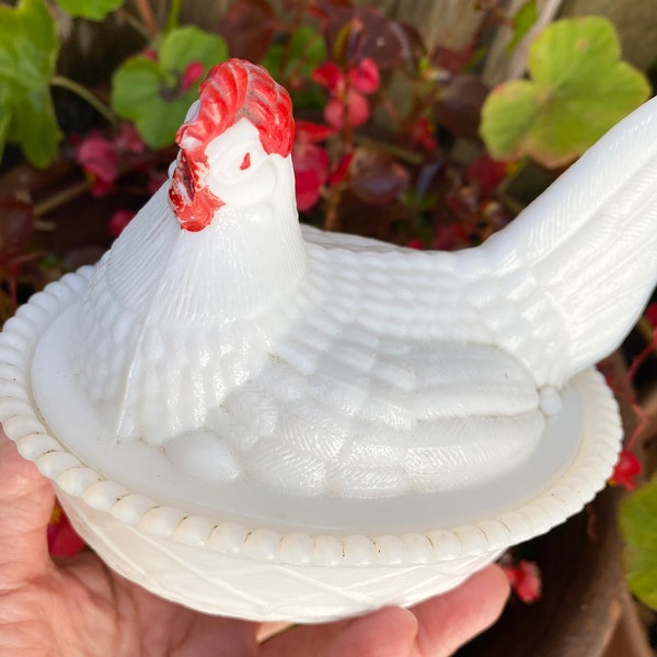 Milk Glass Chicken - Etsy