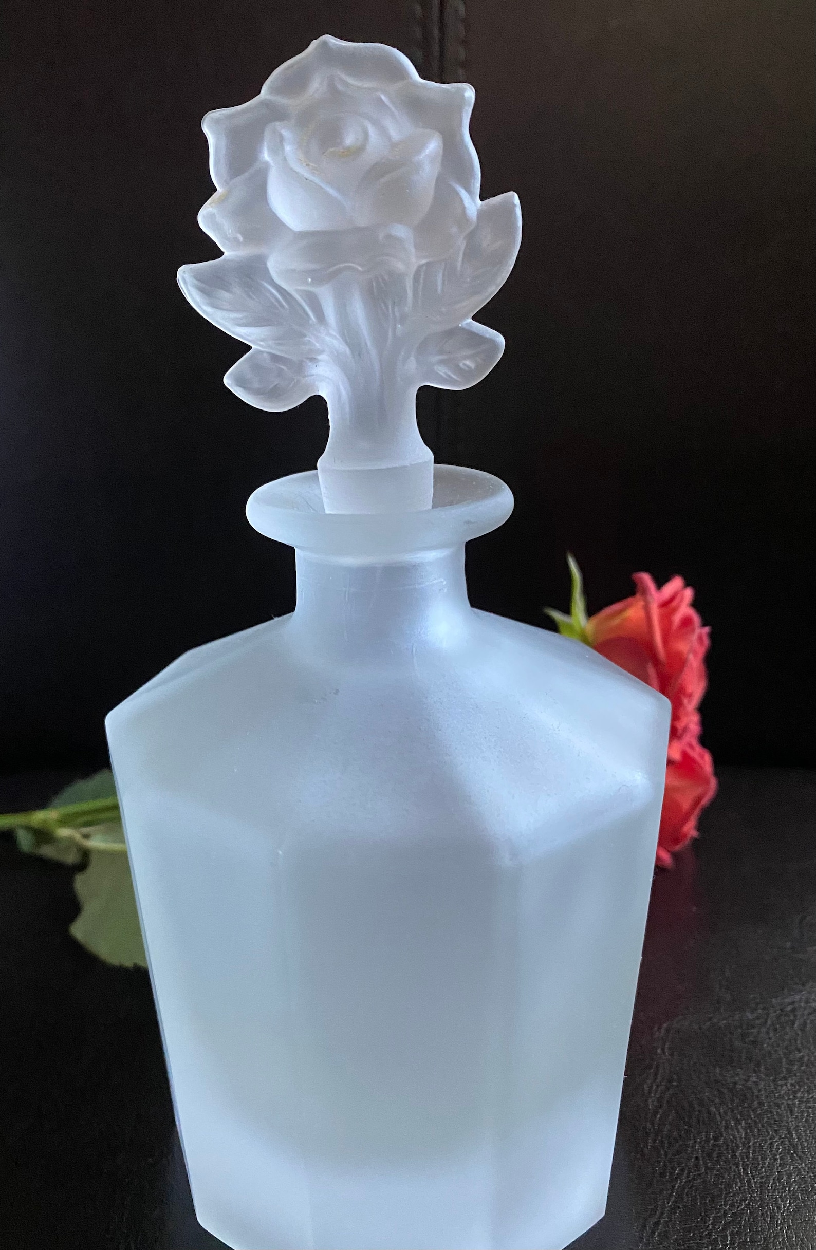 Vintage Perfume Bottle Rose Cap Bottle | Etsy