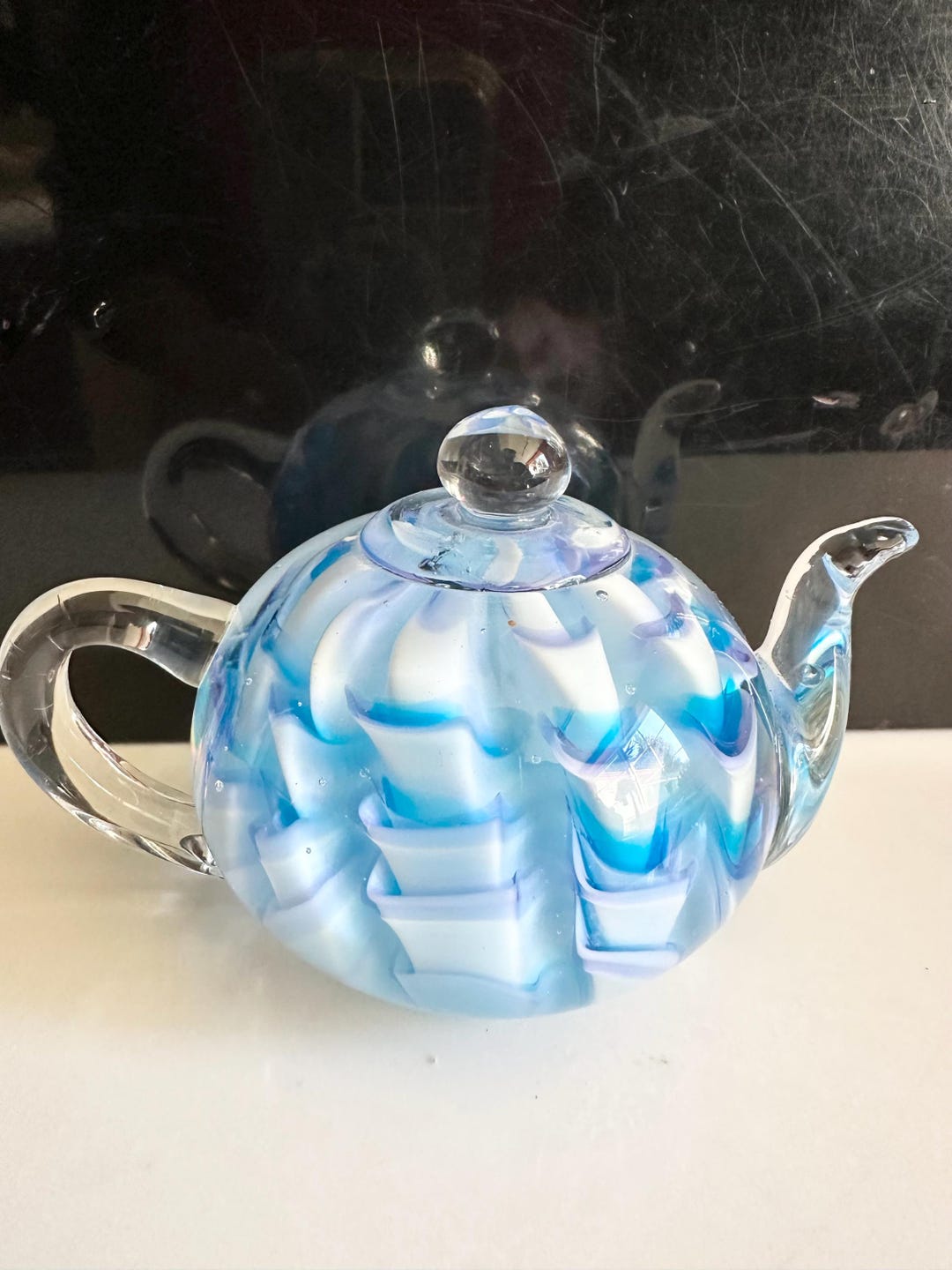 Handblown Glass Teapot Paperweight - Etsy