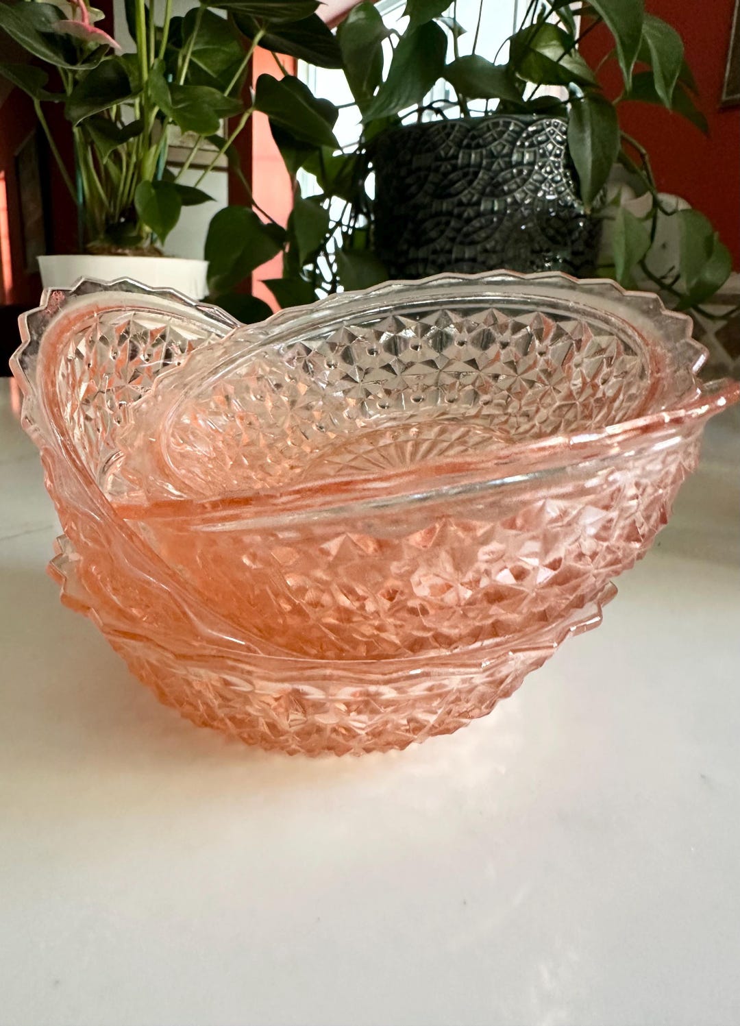 Pink Glass Bowls, Set of Four - Etsy