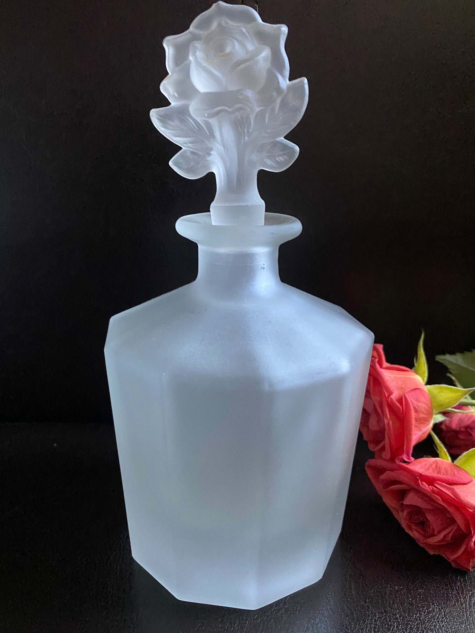 Vintage Perfume Bottle, Rose Cap Bottle - Etsy
