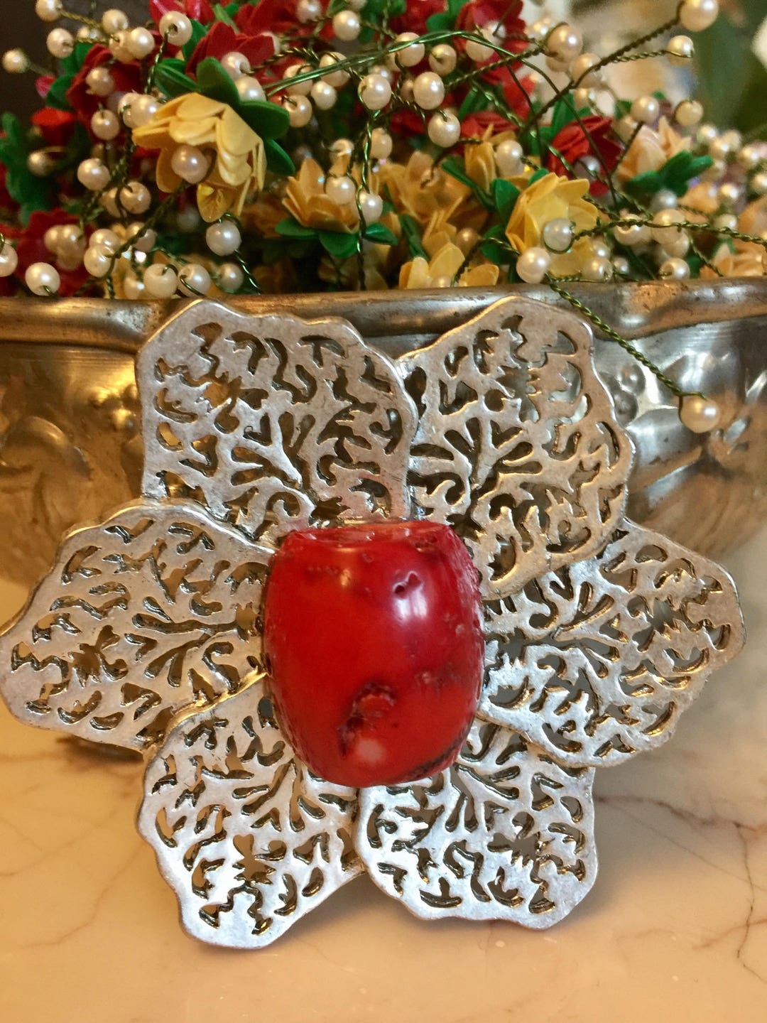 Kenneth Cole Broche, Vintage KC Pin, Vintage Coral Brooch - Etsy España