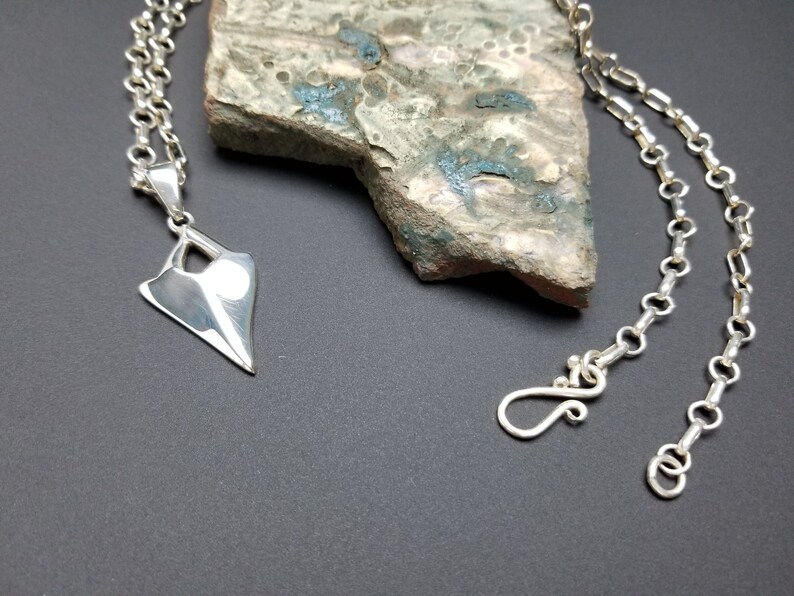 Sterling Silver Arrowhead Pendant With Heavy And Long Silver Etsy