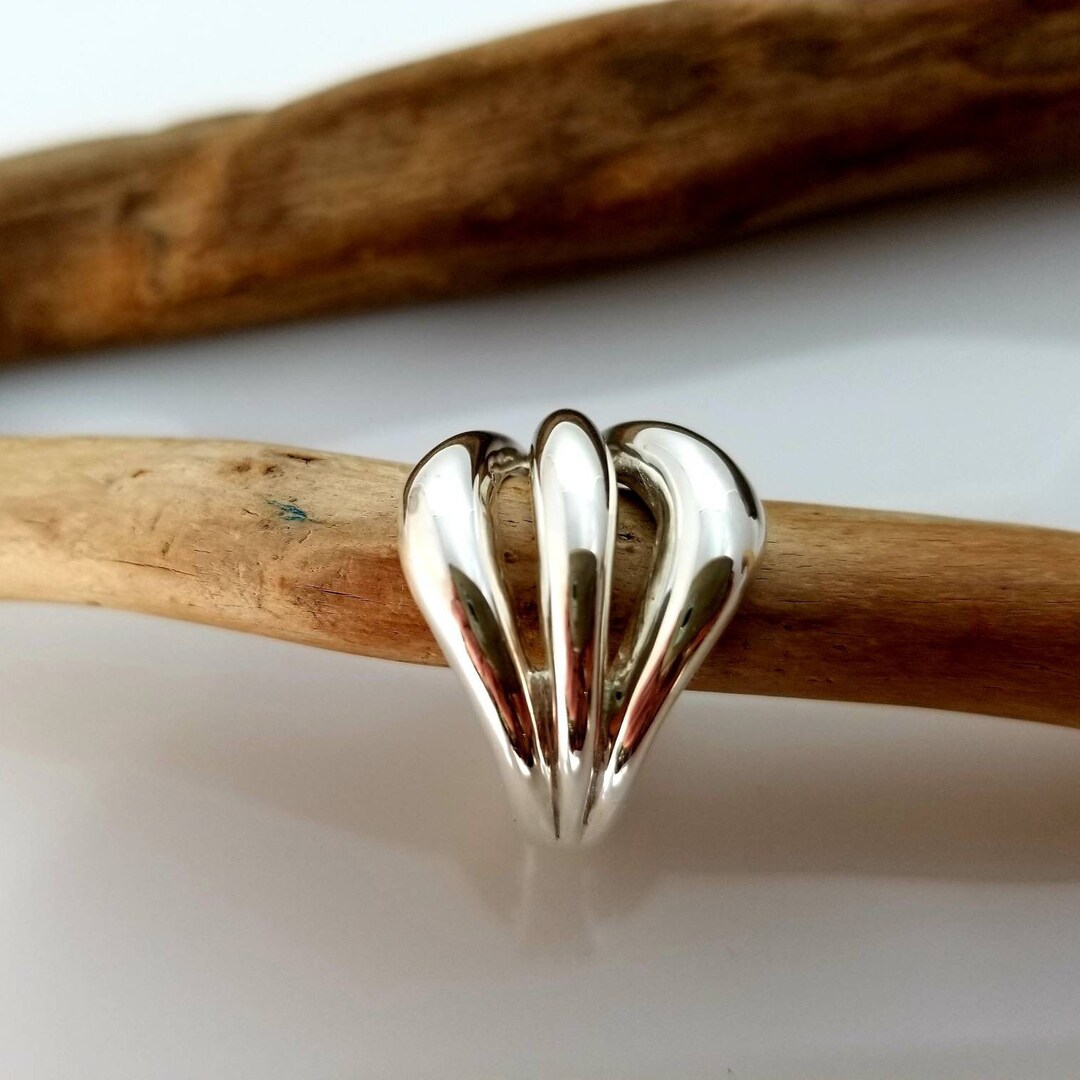 Trinity Radiance: Sterling Silver Triple Loop Statement Ring - Etsy