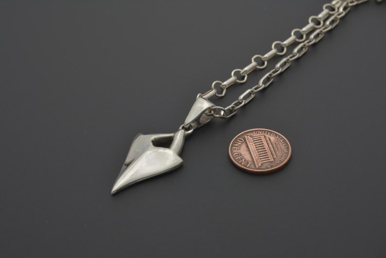 Sterling Silver Arrowhead Pendant With Heavy and Long Silver - Etsy