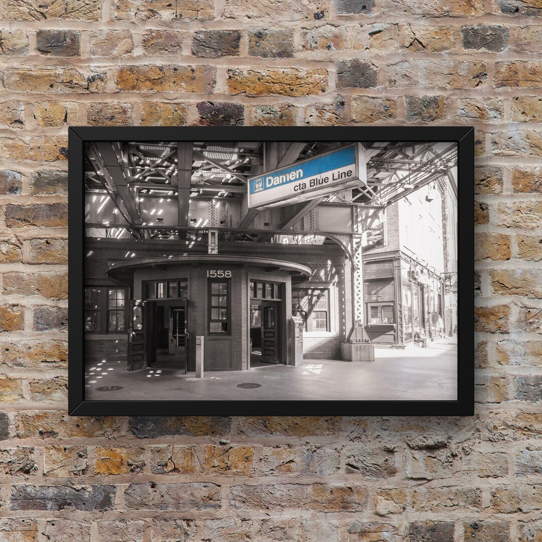 Chicago Architecture Print: Damien Blue Line, Black and White ...