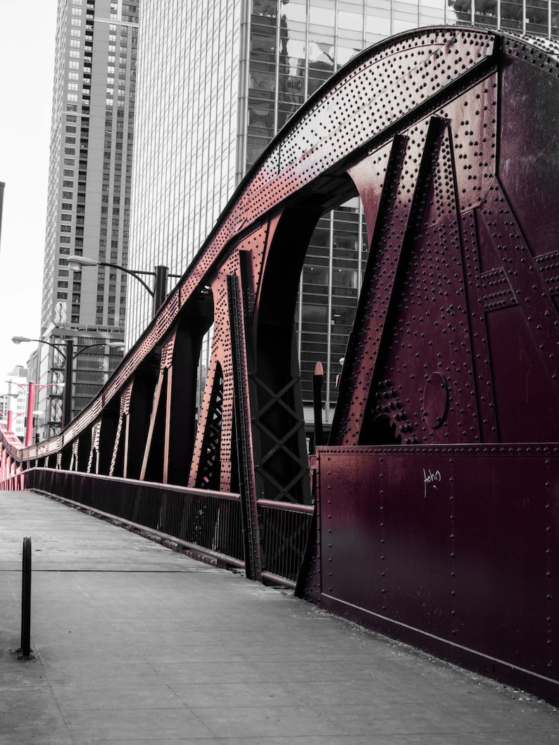 Red Chicago Bridge Photography Print: City Architecture Fine Art - Etsy