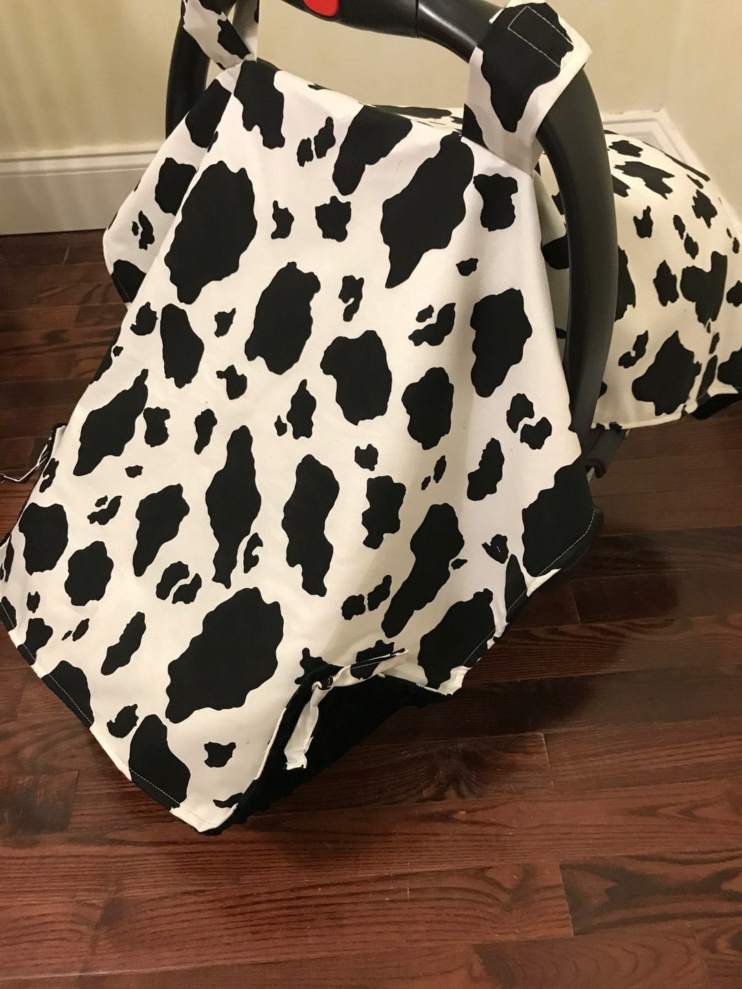 Black and White Cow Hide Print Car Seat Canopy, Cow Carseat Tent, Baby ...