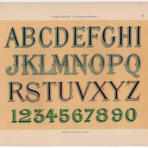 Antique Shape Alphabet / Superb Lithography Print 1895 - Painter ABC ...