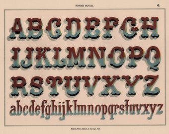 Antique Shape Alphabet / Superb Lithography Print 1895 - Painter ABC ...