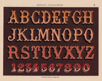 Antique Shape Alphabet / Superb Lithography Print 1895 - Painter ABC ...
