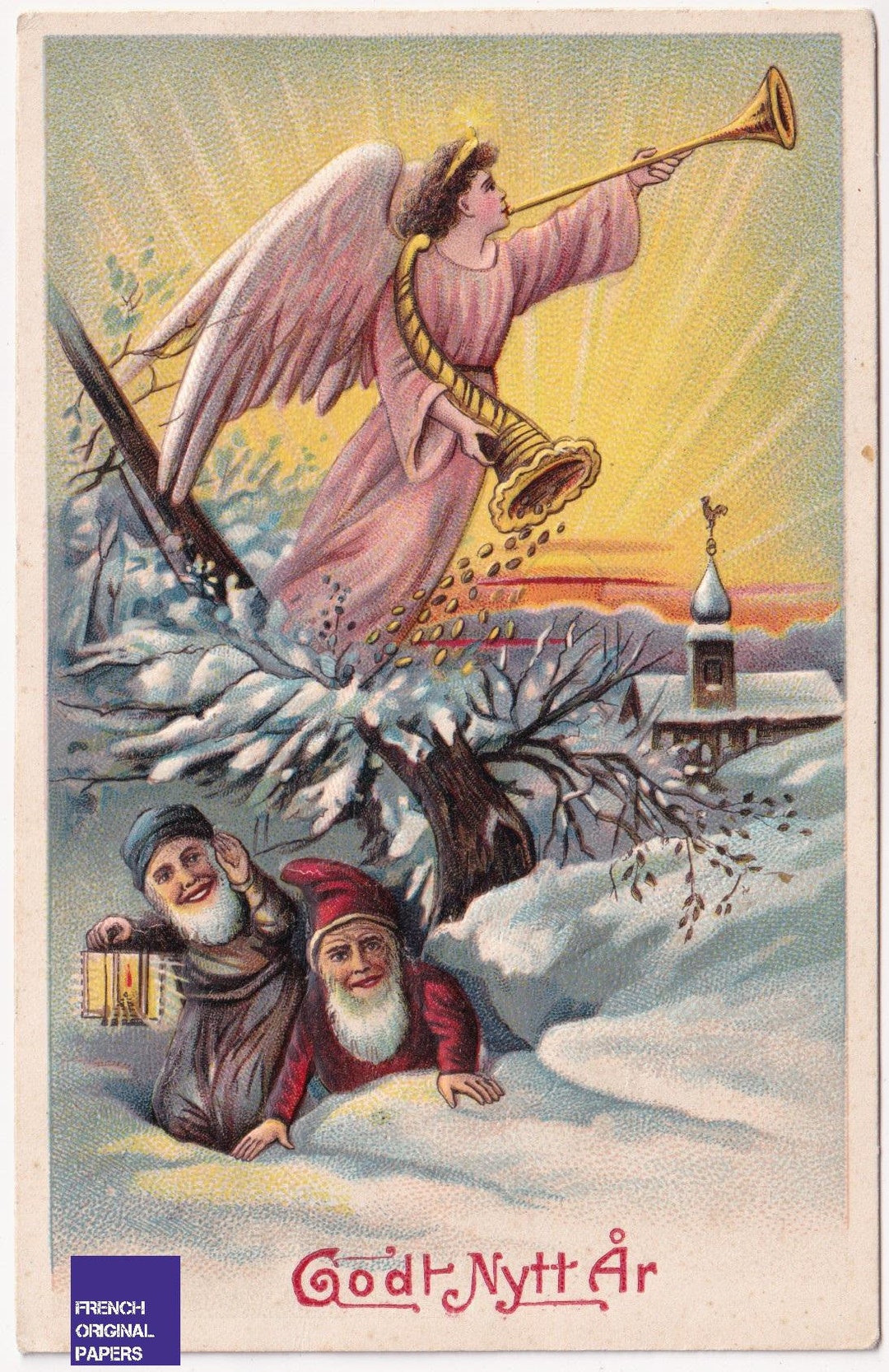 Happy New Year Wishes Lovely Vintage Embossed Postcard Sweden 1906 ...