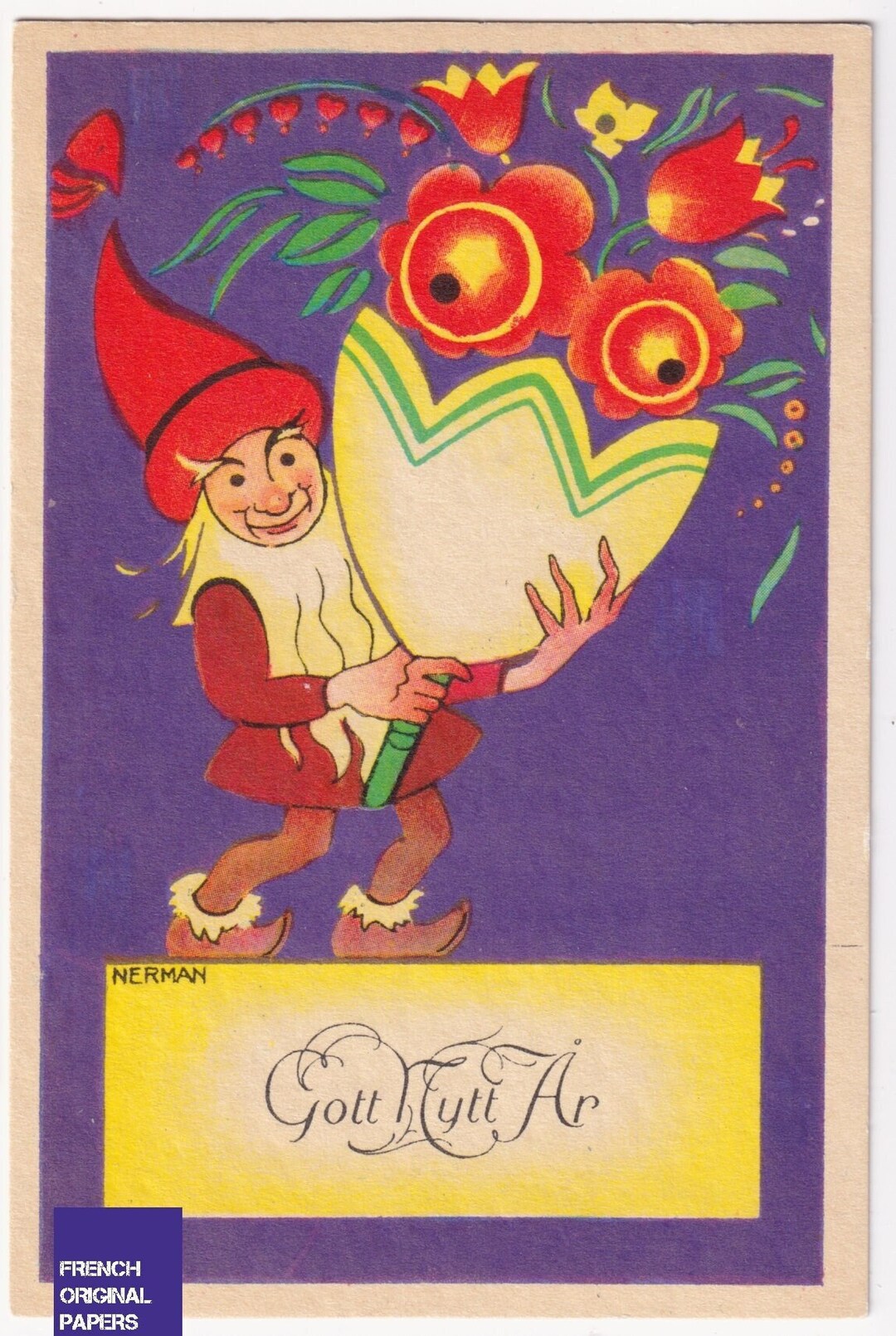 Einar Nerman - Happy New Year Wishes 1935/40s - Old Small Unused ...