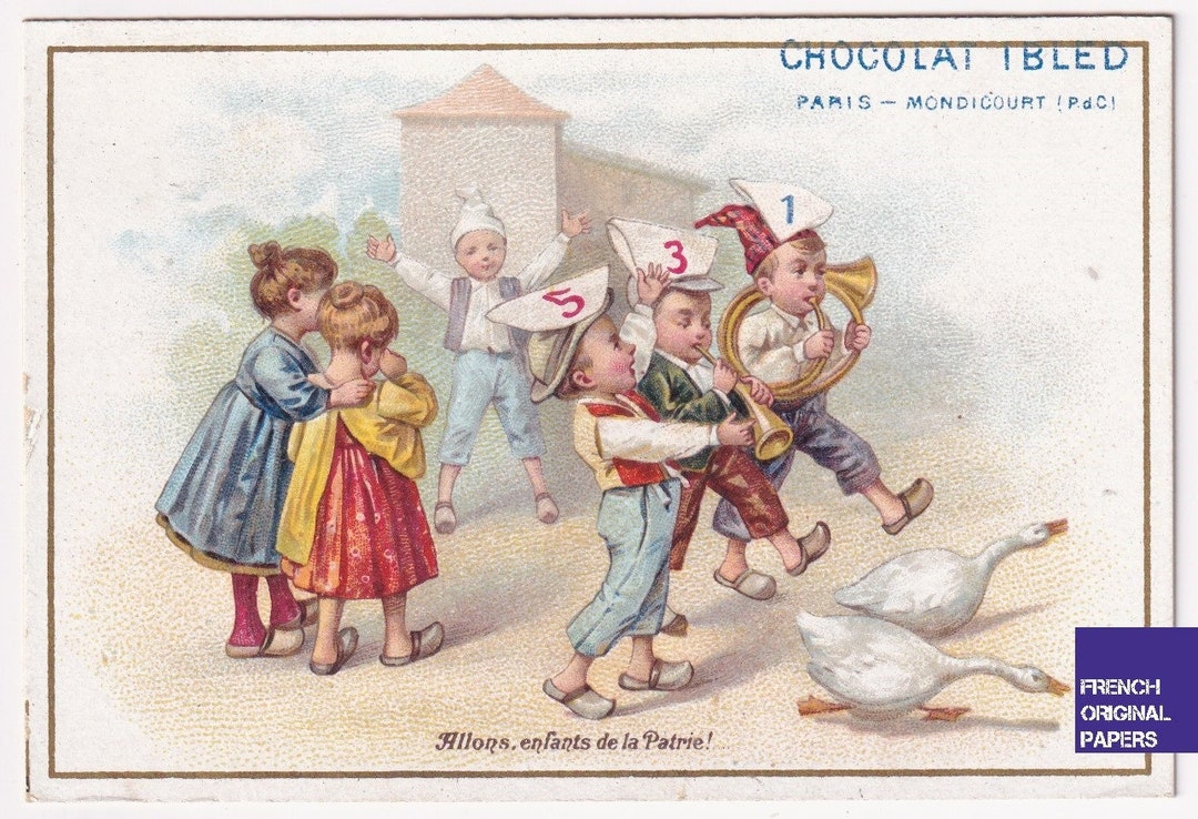 French National Anthem Fanfare - Lovely French Victorian Trade Card ...
