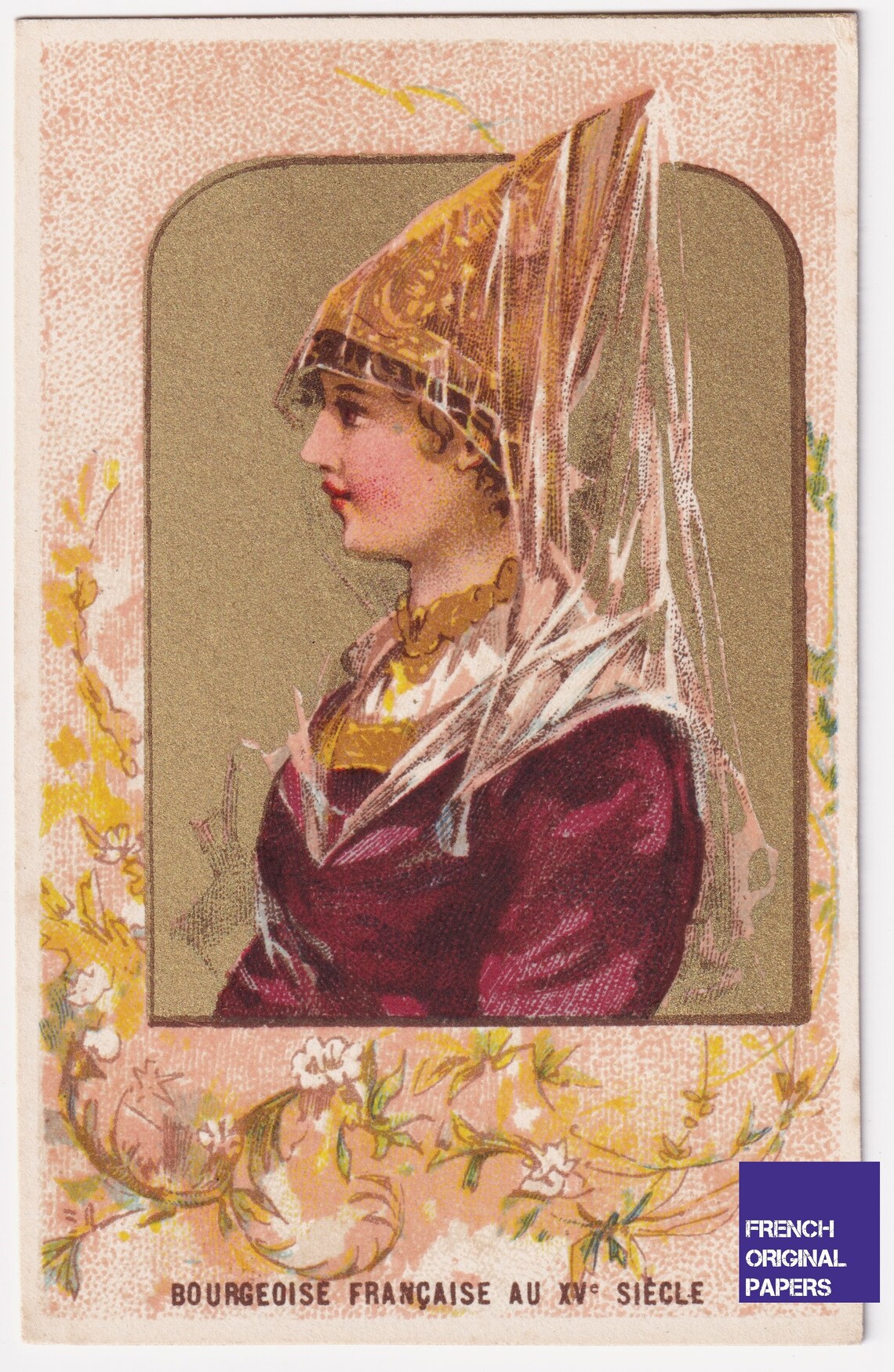 French Bourgeois in the 15th Century Victorian Chromo Card 1895 ...