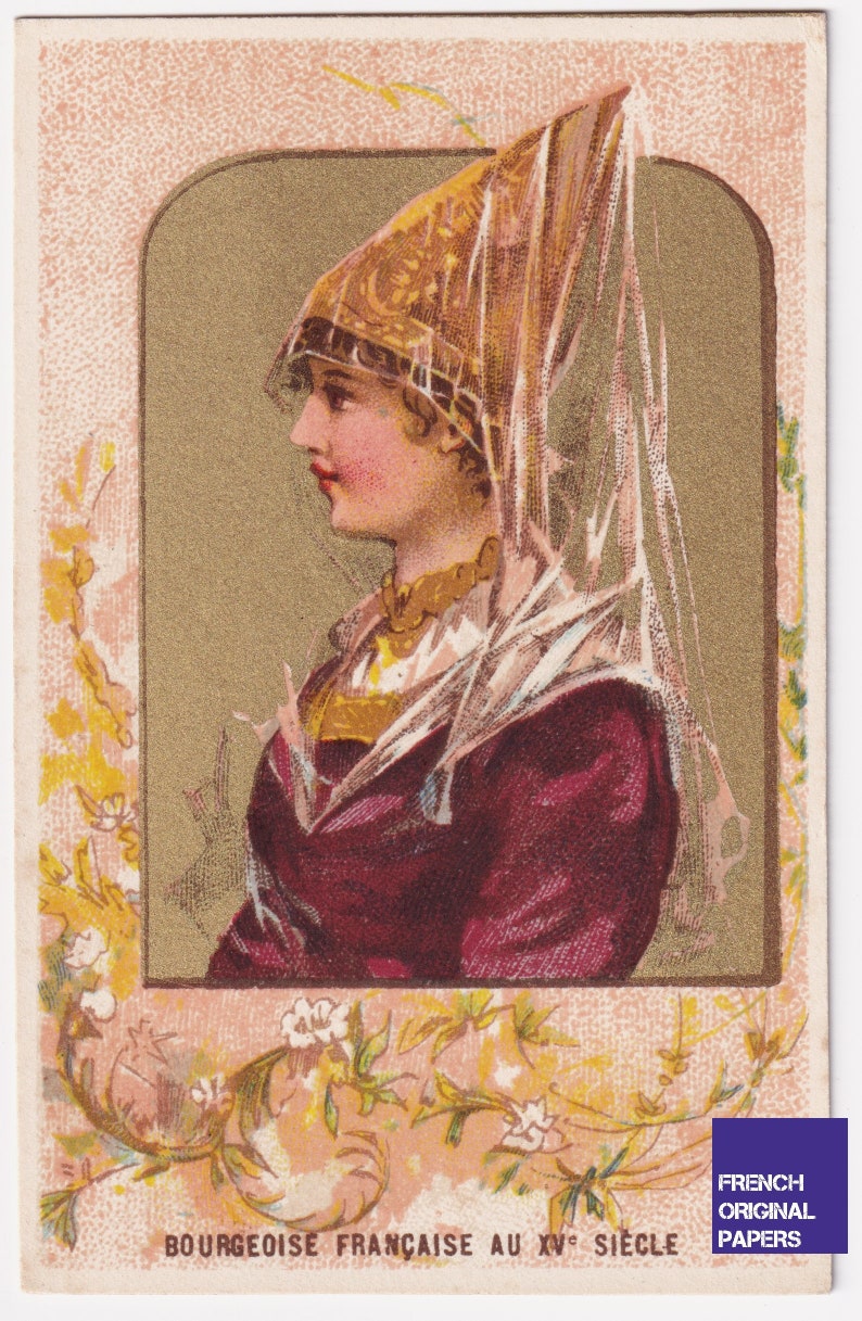 French Bourgeois in the 15th Century Victorian Chromo Card 1895 ...
