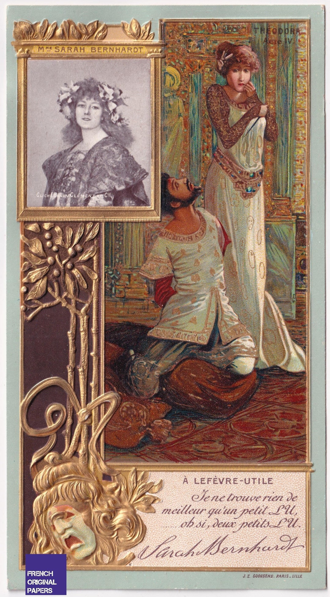 Sarah Bernhardt - Superb French Victorian Trade Card 1895 Lefèvre-utile ...