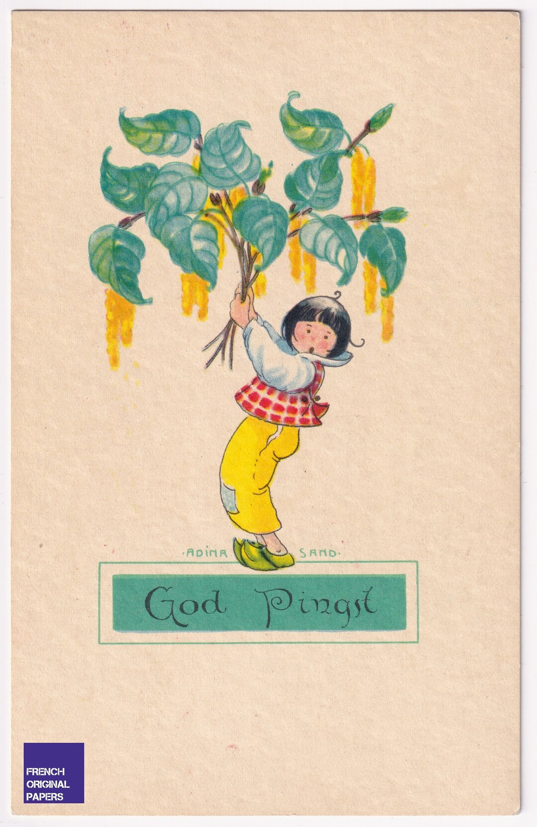 Adina Sand Happy Pentecost 1935/40 Lovely Vintage Swedish Greeting Old ...