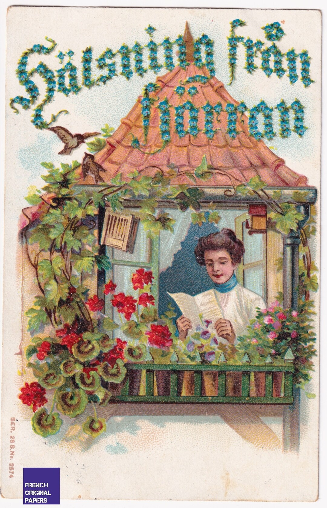 Greetings 1911 - Lovely Embossed Swedish Greeting Vintage Postcard ...