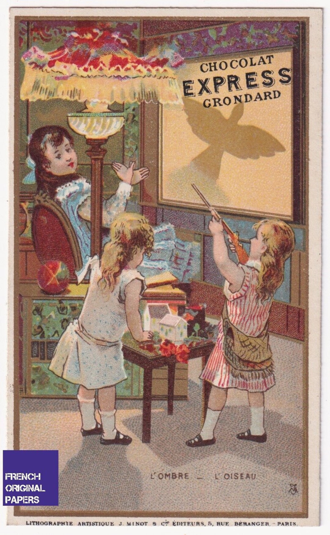 Chinese Shadow Puppet / Bird - Lovely French Victorian Trade Card 1895 ...
