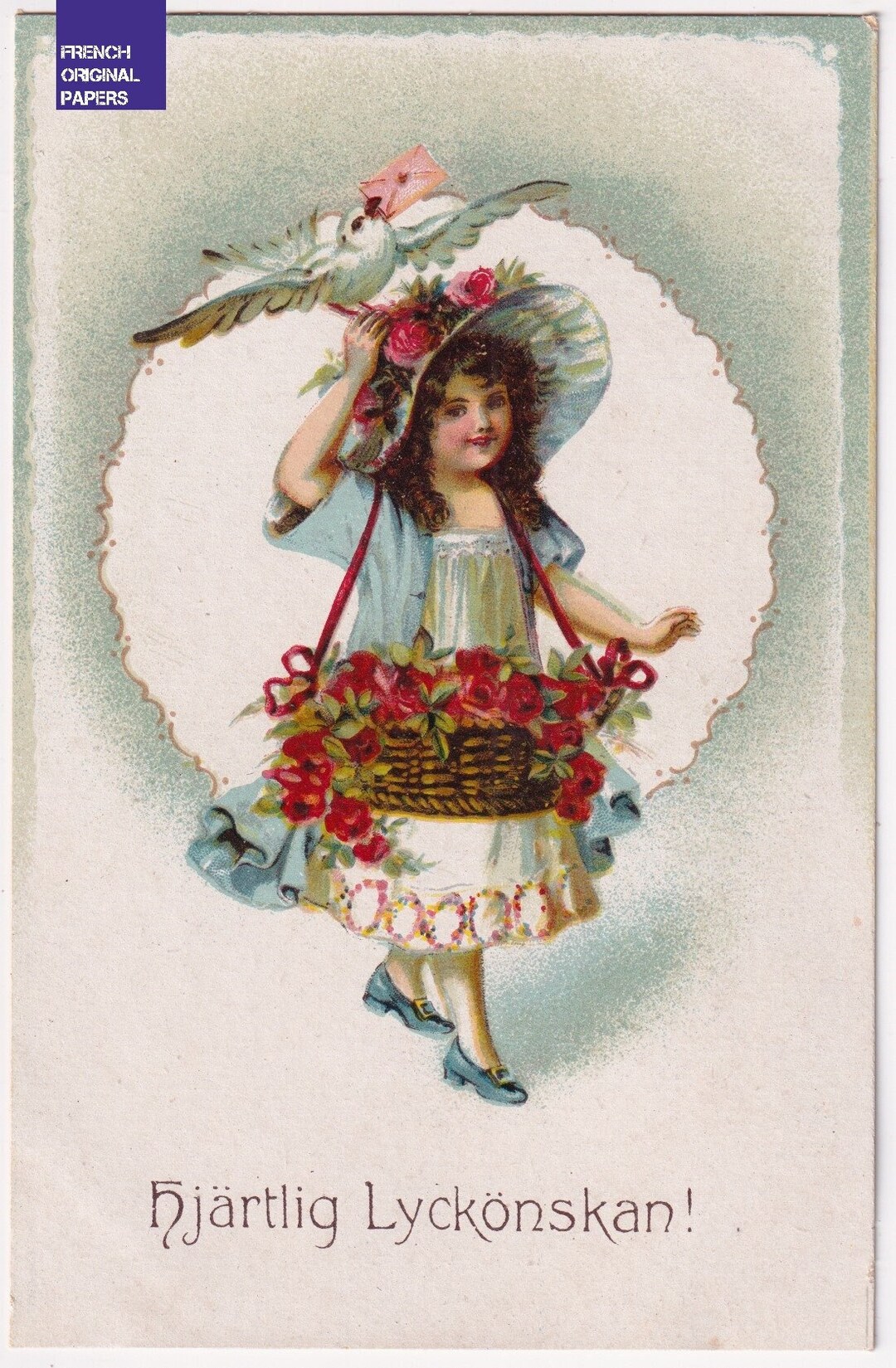 Rare Condition / Greetings Lovely Old Postcard From Sweden 1910s Girl ...