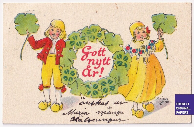 Adina Sand Happy New Year Wishes 1930s Lovely Old Small Swedish ...
