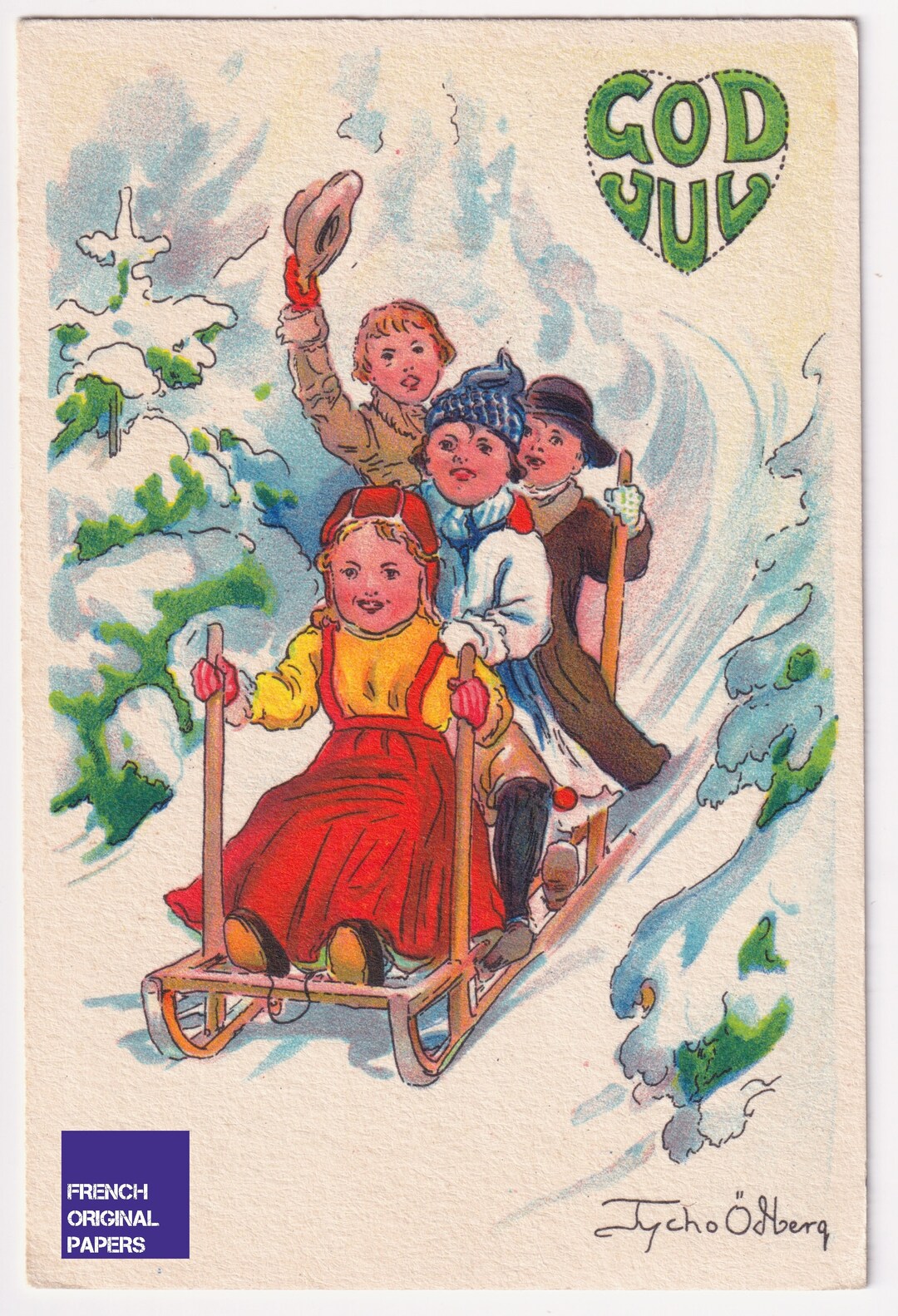 Merry Christmas 1937 -lovely Old Small Swedish Postcard - Artist Ödberg ...
